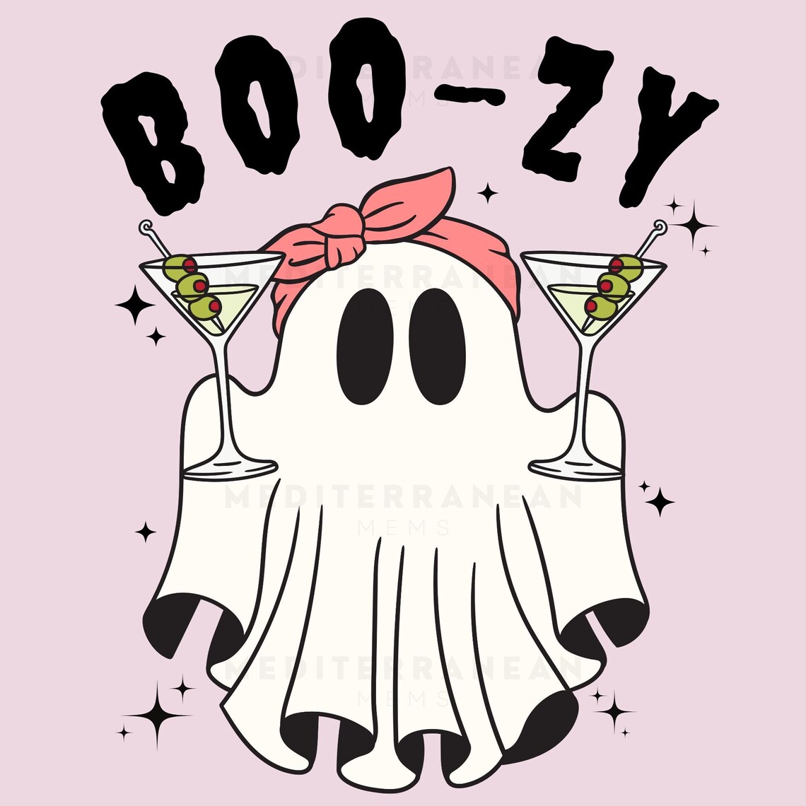 Boozy Ghost Martinis Halloween PNG, Halloween Ghost Digital Art, Funny ...