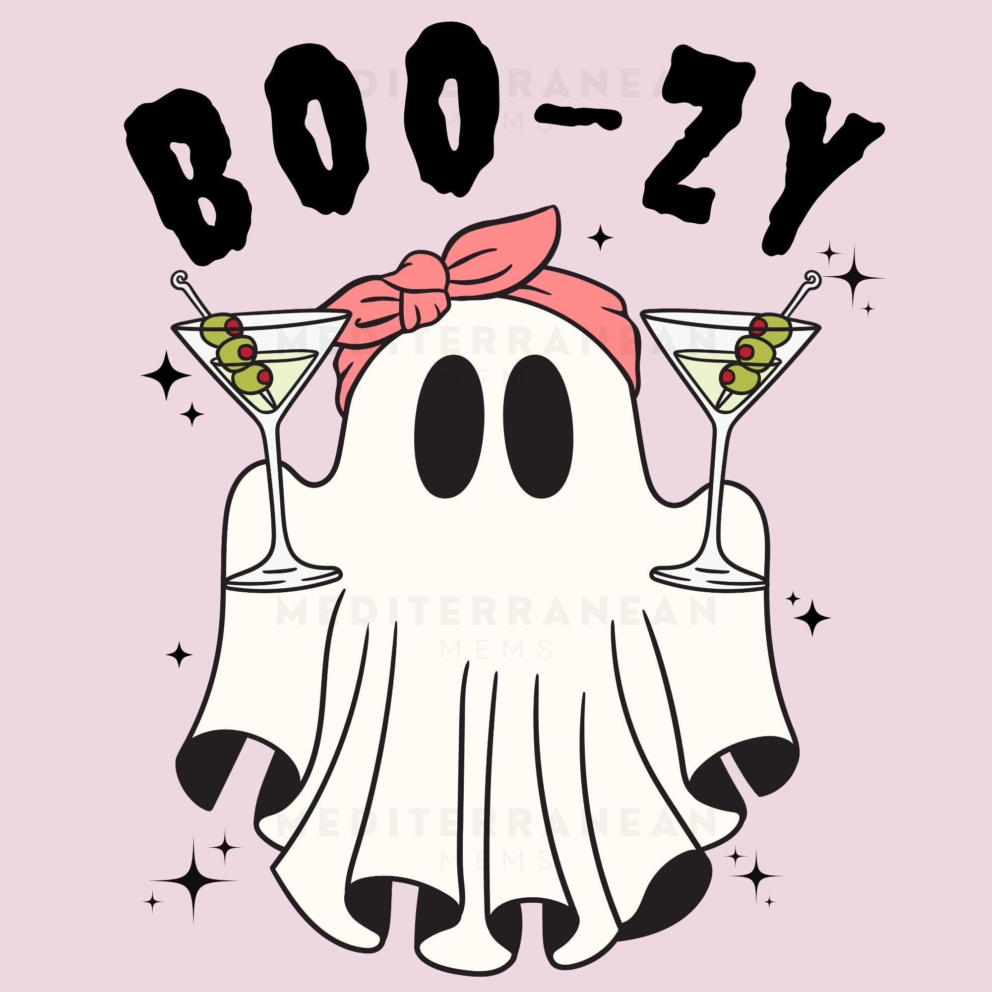 Boozy Ghost Martinis Halloween PNG, Halloween Ghost Digital Art, Funny ...