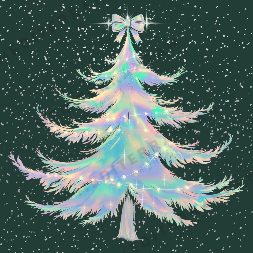 Iridescent Christmas Tree PNG, Sparkling Xmas Tree Digital Download ...
