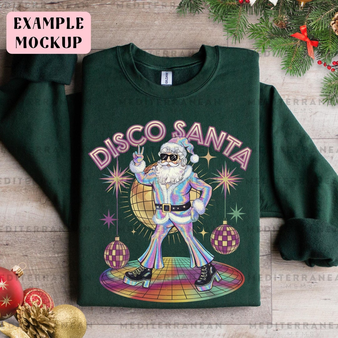 Distressed Disco Santa PNG, Sparkling Glitter Santa Claus Digital ...