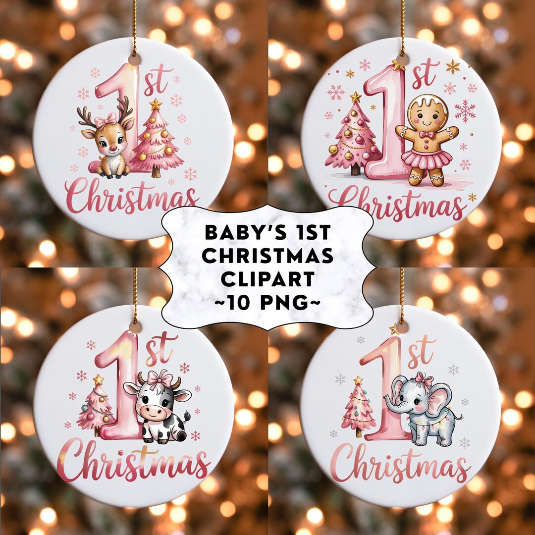 10 Baby's 1st Christmas PNG, Cute Baby's First Christmas Design, Pink ...