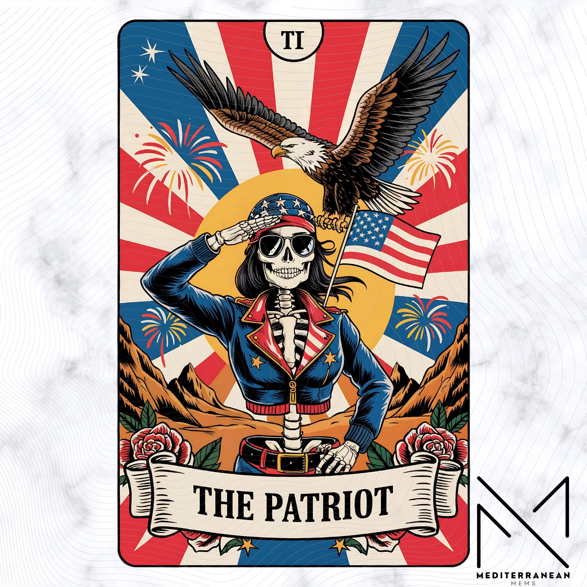 The Patriot Woman Tarot Card PNG, Skeleton Funny 4th of July ...