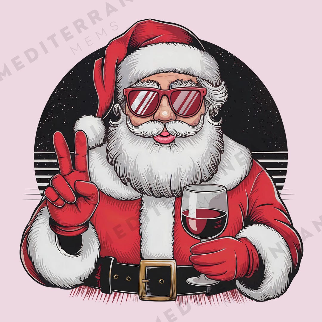 Red Santa Peace Sign Wine PNG, Funny Ugly Christmas Sweater Design ...