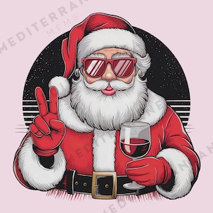 Red Santa Peace Sign Wine PNG, Funny Ugly Christmas Sweater Design ...