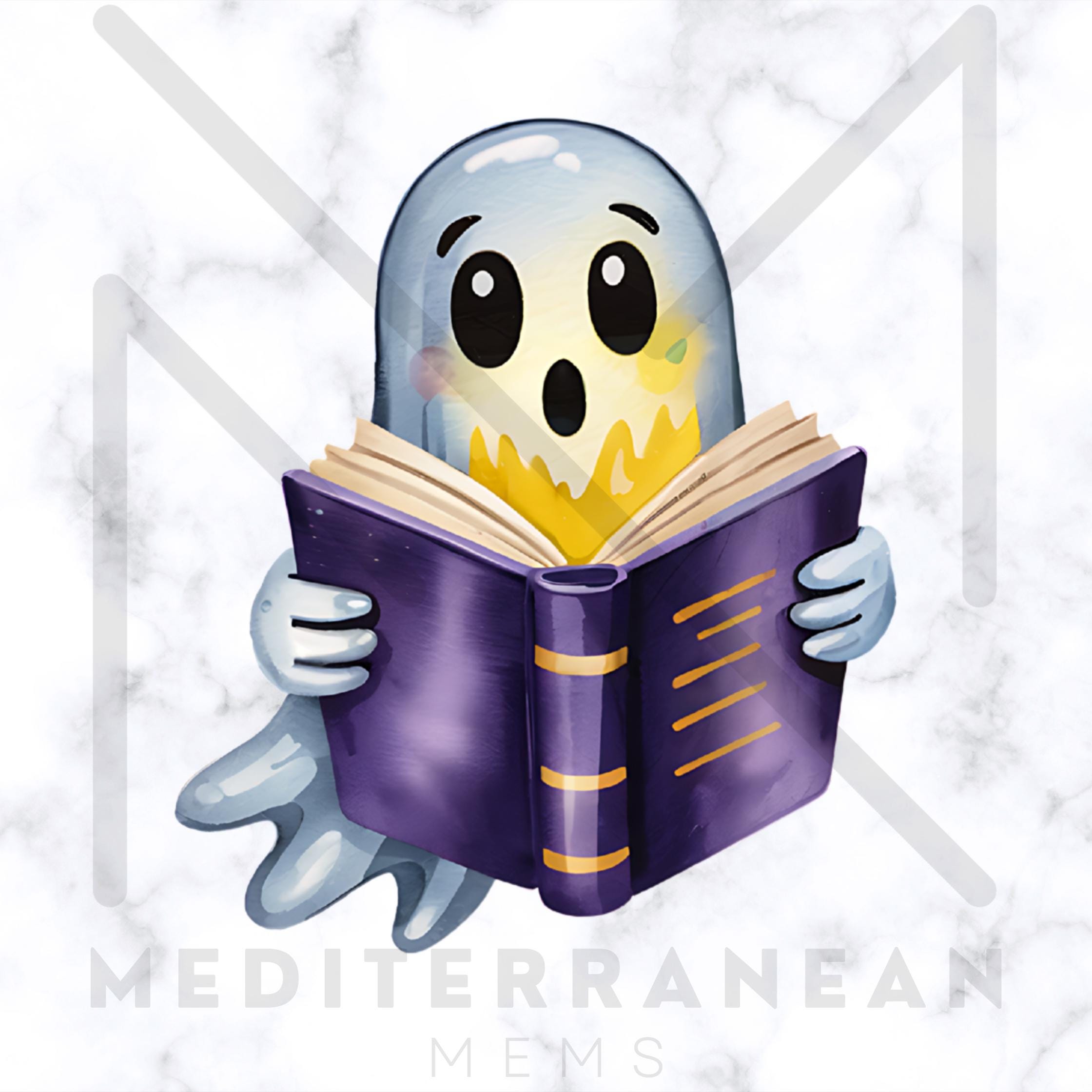 8 Bookish Halloween Clipart, Cutesy Halloween Design, Reading Book ...