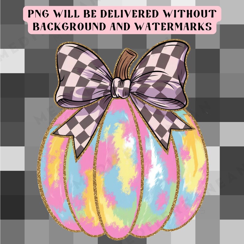 Tie Dye Checkered Pumpkin Halloween PNG, Halloween Coquette Digital Art ...