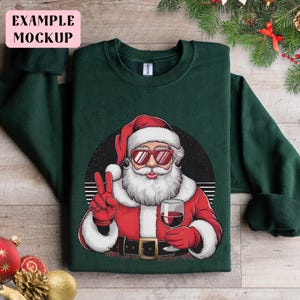 Red Santa Peace Sign Wine PNG, Funny Ugly Christmas Sweater Design ...