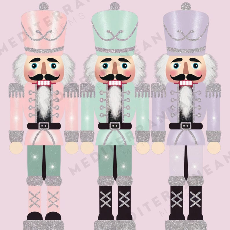 Pastel Nutcrackers PNG, Glitter Nutcrackers Digital Download, Xmas Sublimation, Coquette ...
