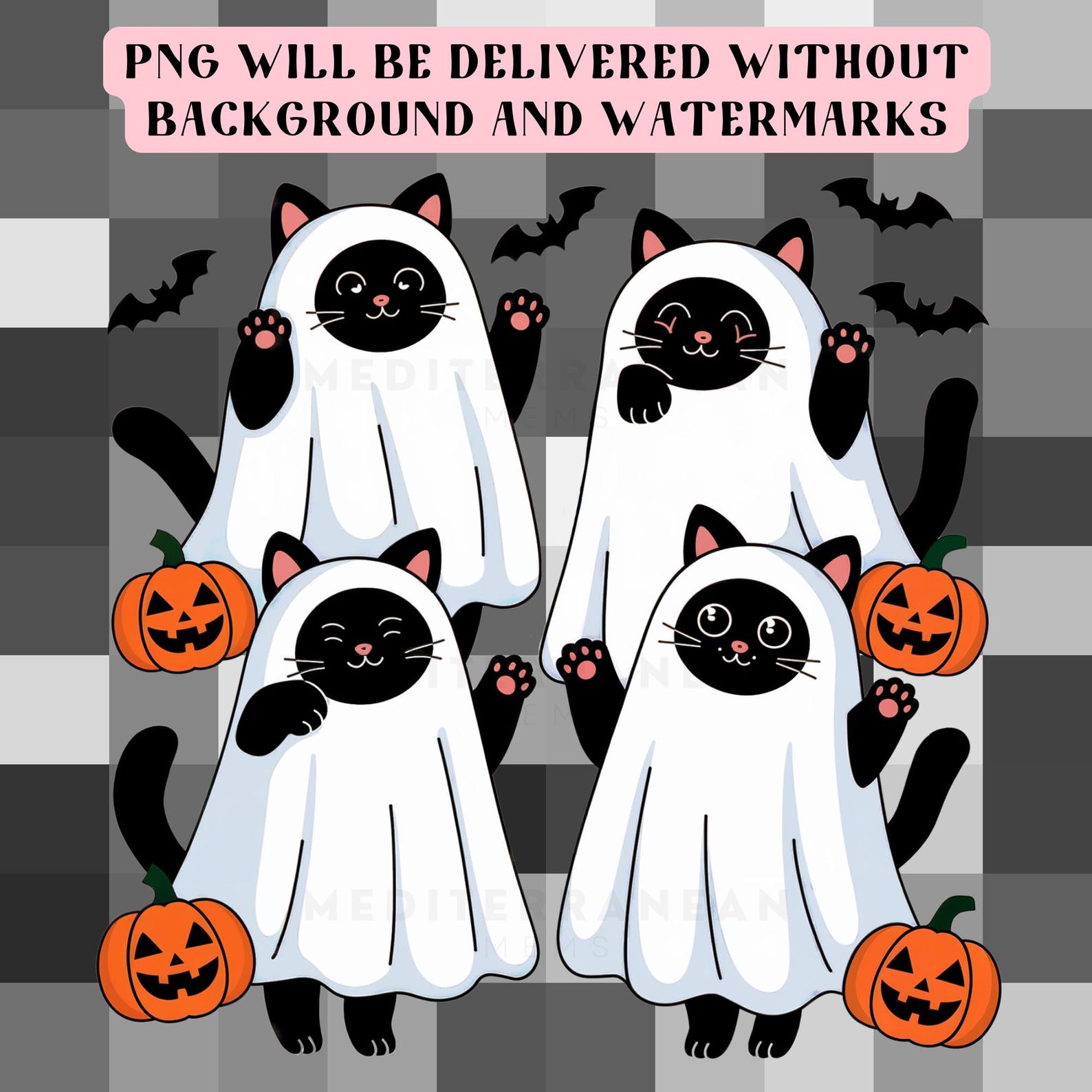 Cat Ghost Halloween PNG, Halloween Cat Digital Art, Spooky Cat Clipart ...