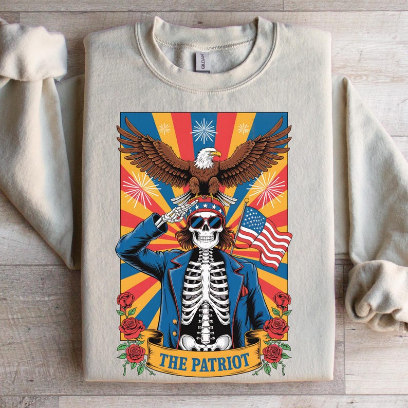 The Patriot Man Tarot Card PNG, Skeleton Funny 4th July Sublimation ...