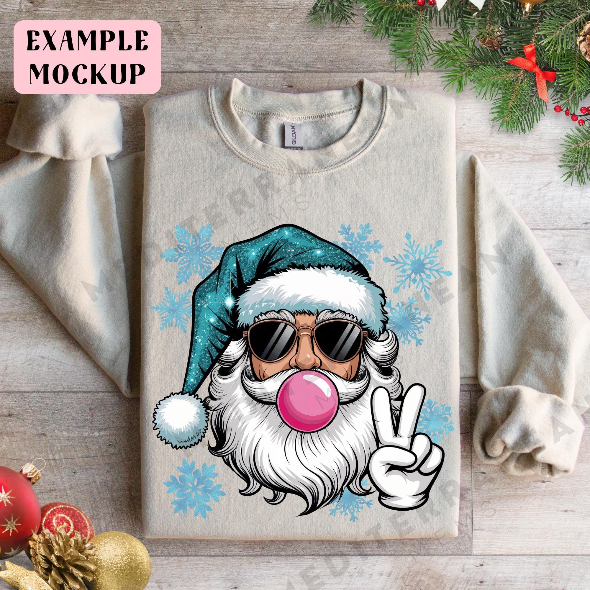 Glitter Teal Santa Bubble Gum PNG, Sparkling Santa Claus Digital ...