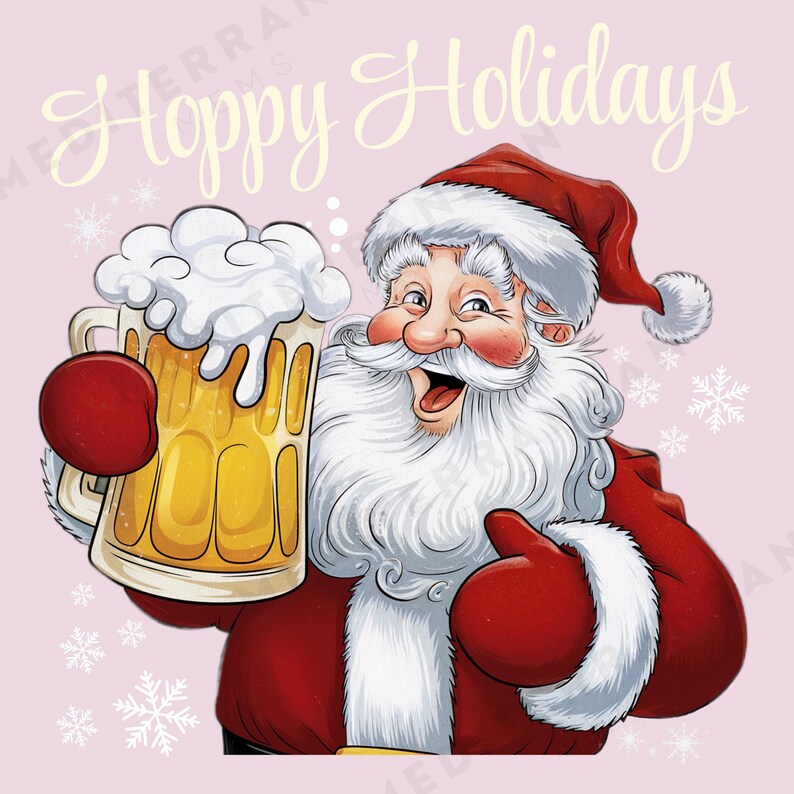 Hoppy Holidays Santa Beer PNG, Funny Ugly Christmas Sweater Design ...