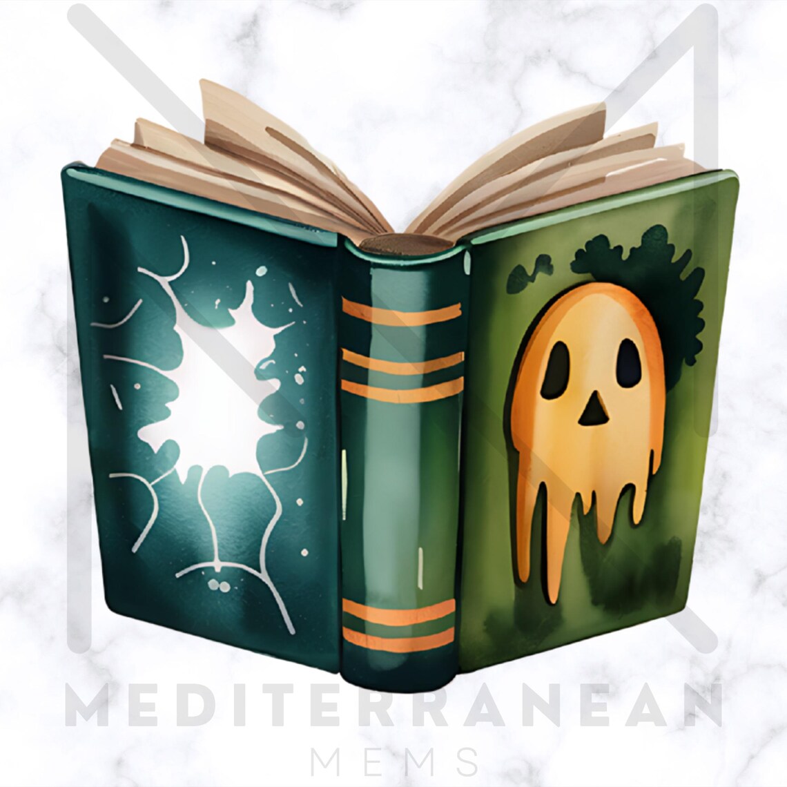 8 Bookish Halloween Clipart, Cutesy Halloween Design, Reading Book ...