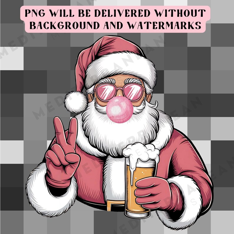Santa Blowing Bubble Beer PNG, Funny Ugly Christmas Sweater Design ...