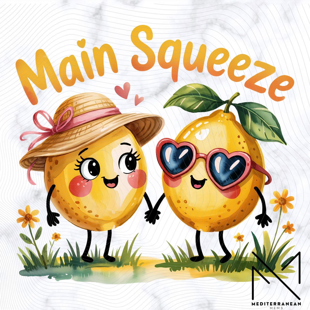 Main Squeeze Lemon Png, Funny Lemonade Pair Png, Watercolor Summer ...