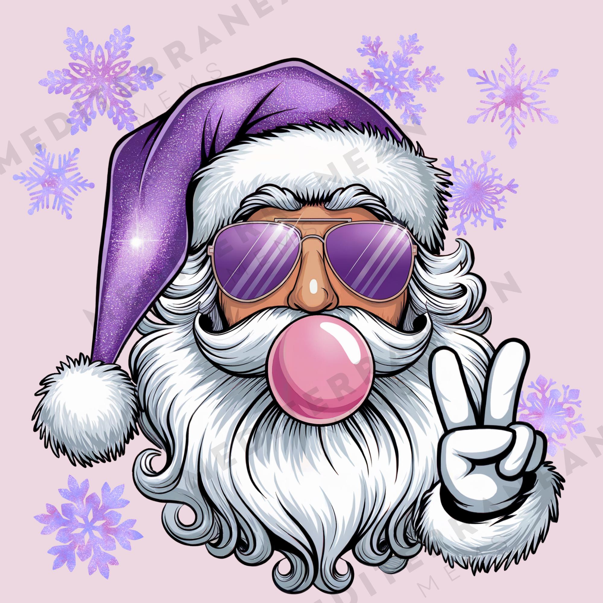 Glitter Purple Santa Bubble Gum PNG, Sparkling Santa Claus Digital ...