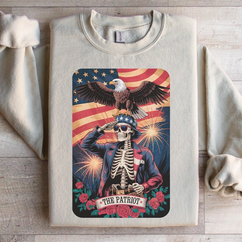 The Patriot Eagle Tarot Card PNG, Skeleton Funny 4th July Sublimation ...