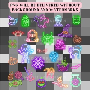 Neon Halloween Pattern Png, Neon Ghost Png, Spooky Season Png, Pumpkin ...