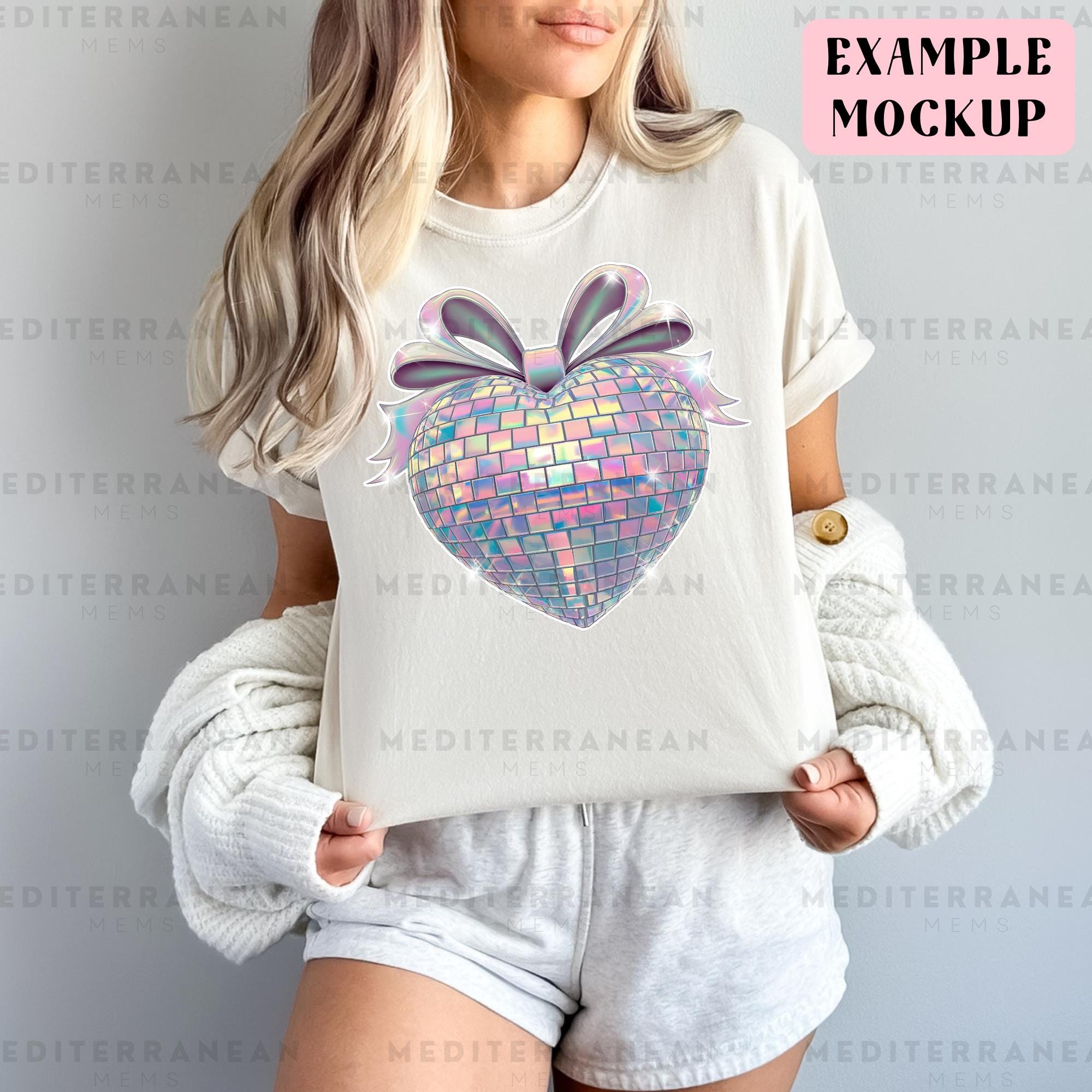 Iridescent Disco Heart Bow Png, Sparkly Valentine's Day Design, Happy ...