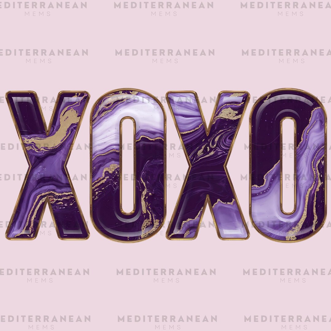 Purple Marble XOXO Png, Luxurious Valentines Day Design, Girly Happy ...