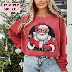 Red Santa Peace Sign Wine PNG, Funny Ugly Christmas Sweater Design ...