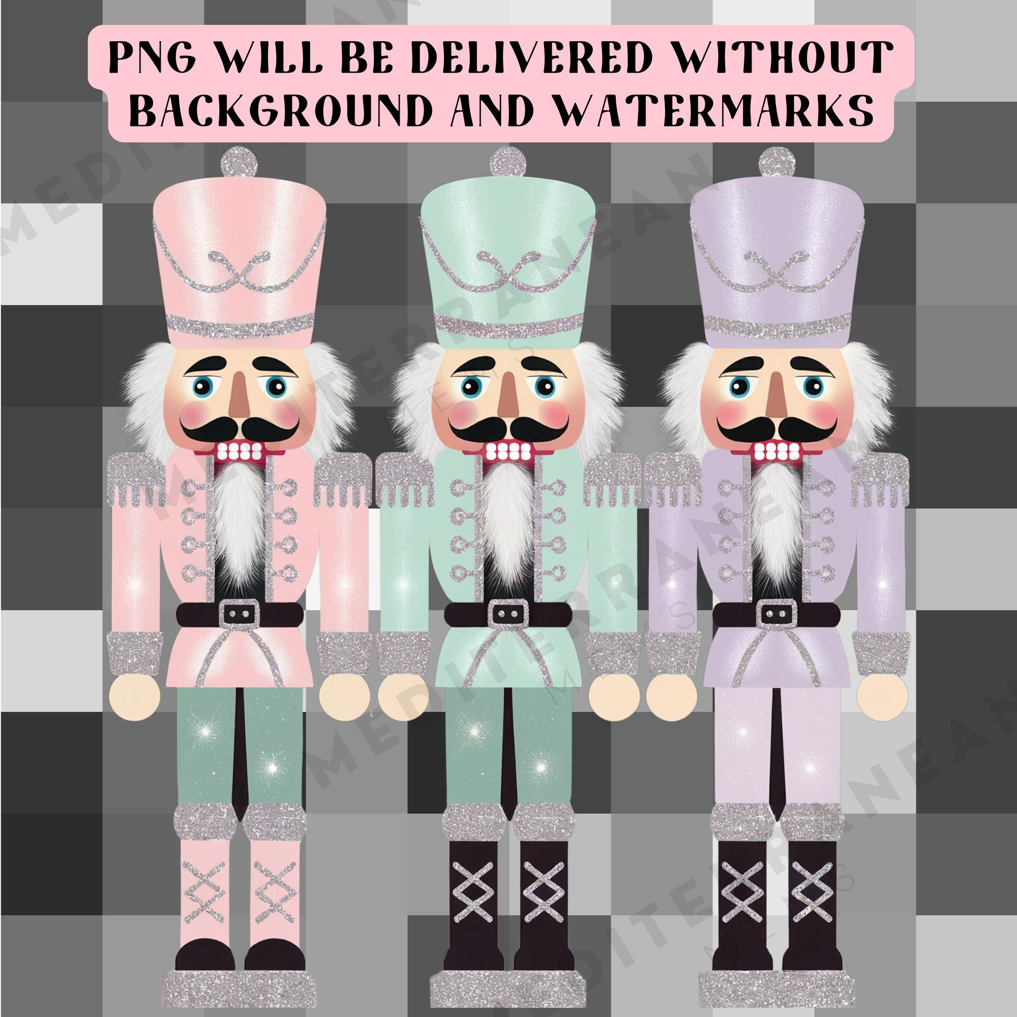 Pastel Nutcrackers PNG, Glitter Nutcrackers Digital Download, Xmas ...