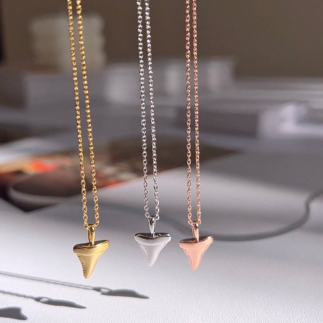 Dainty Delicate Shark Tooth Necklace Teeth Pendant Hawaiian Charm ...