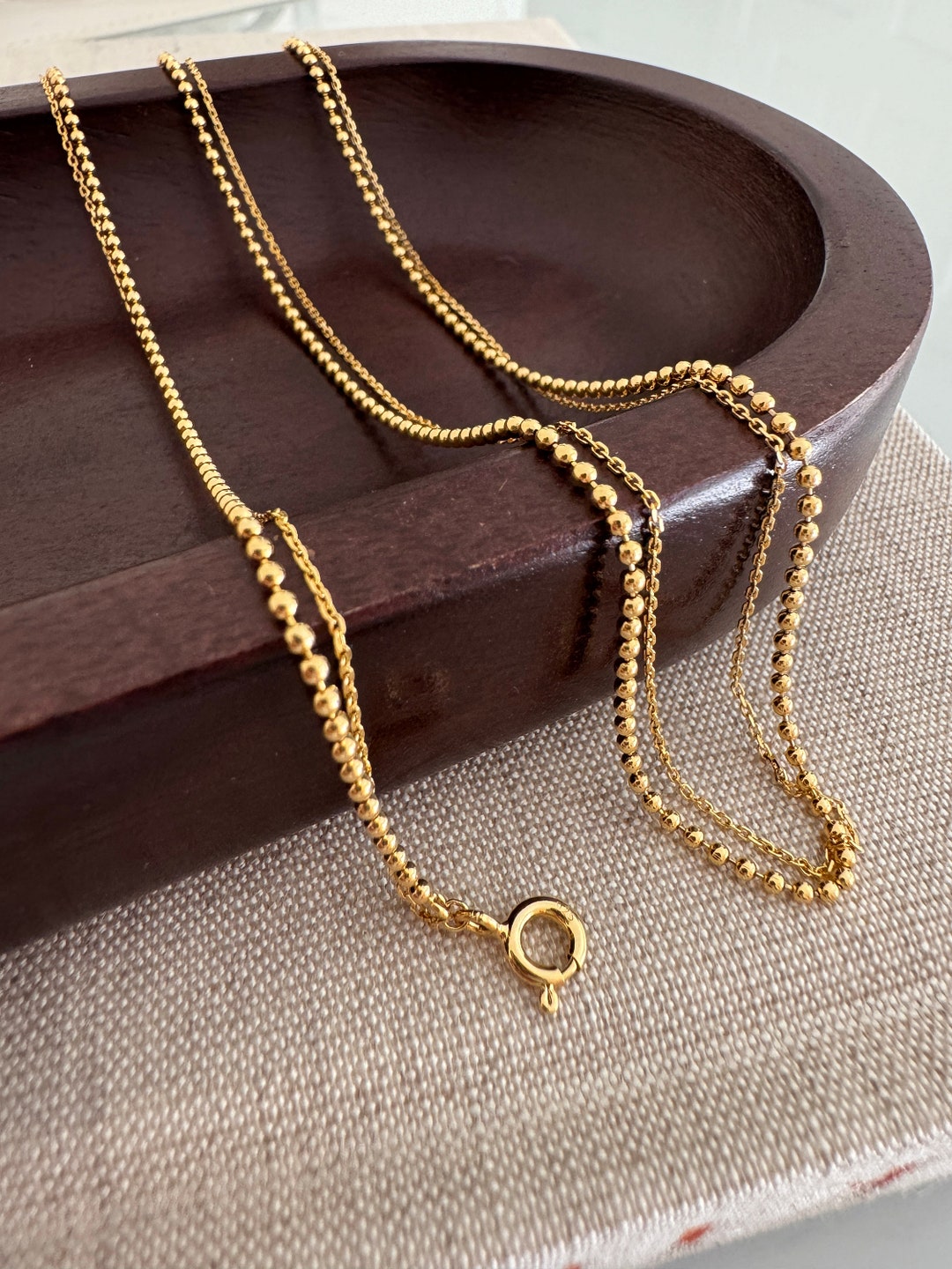 Two Chain Layered Set Necklace, Solid 925 Sterling Silver 2 Chains ...