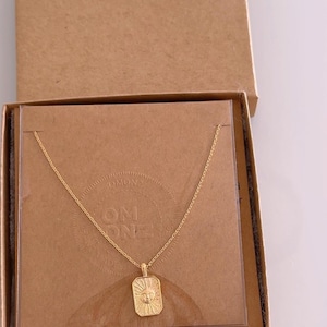 Sun Rectangle Burst Engraved Square Pendant Necklace, Sunshine Charm ...