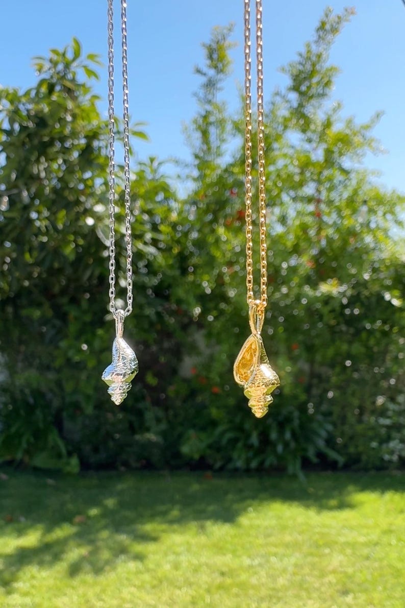 Dainty Conch Shell Necklace: Delicate Charm Pendant Beach Lover Jewelry ...