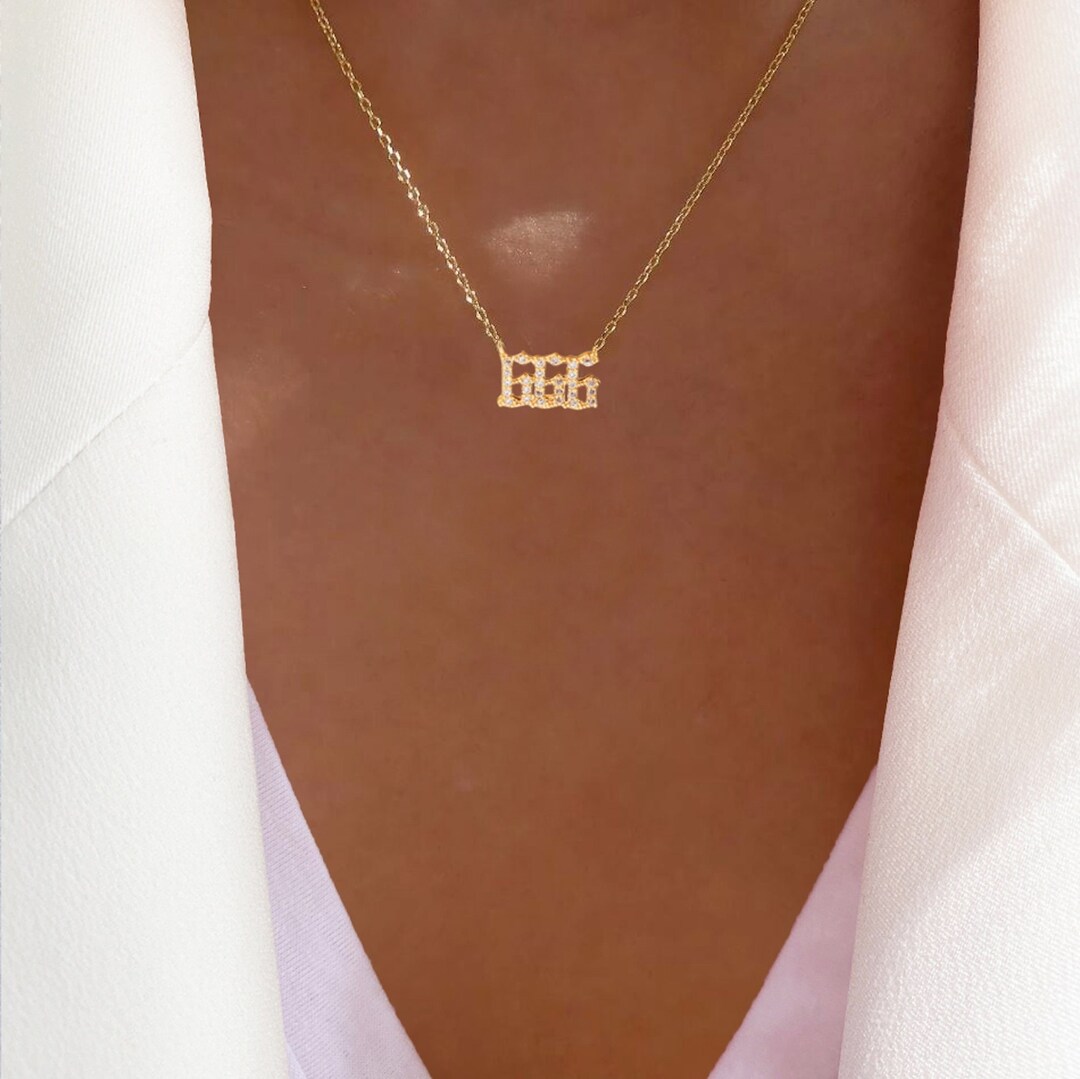Angel Number 666 Necklace: 18K Gold Dipped Cubic Zirconia Pendant - Etsy