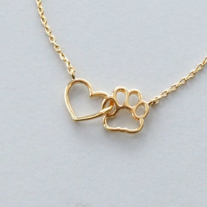 Heart & Paw Interlocking Linked Interlock Necklace: Dog Cat Pet Lover ...