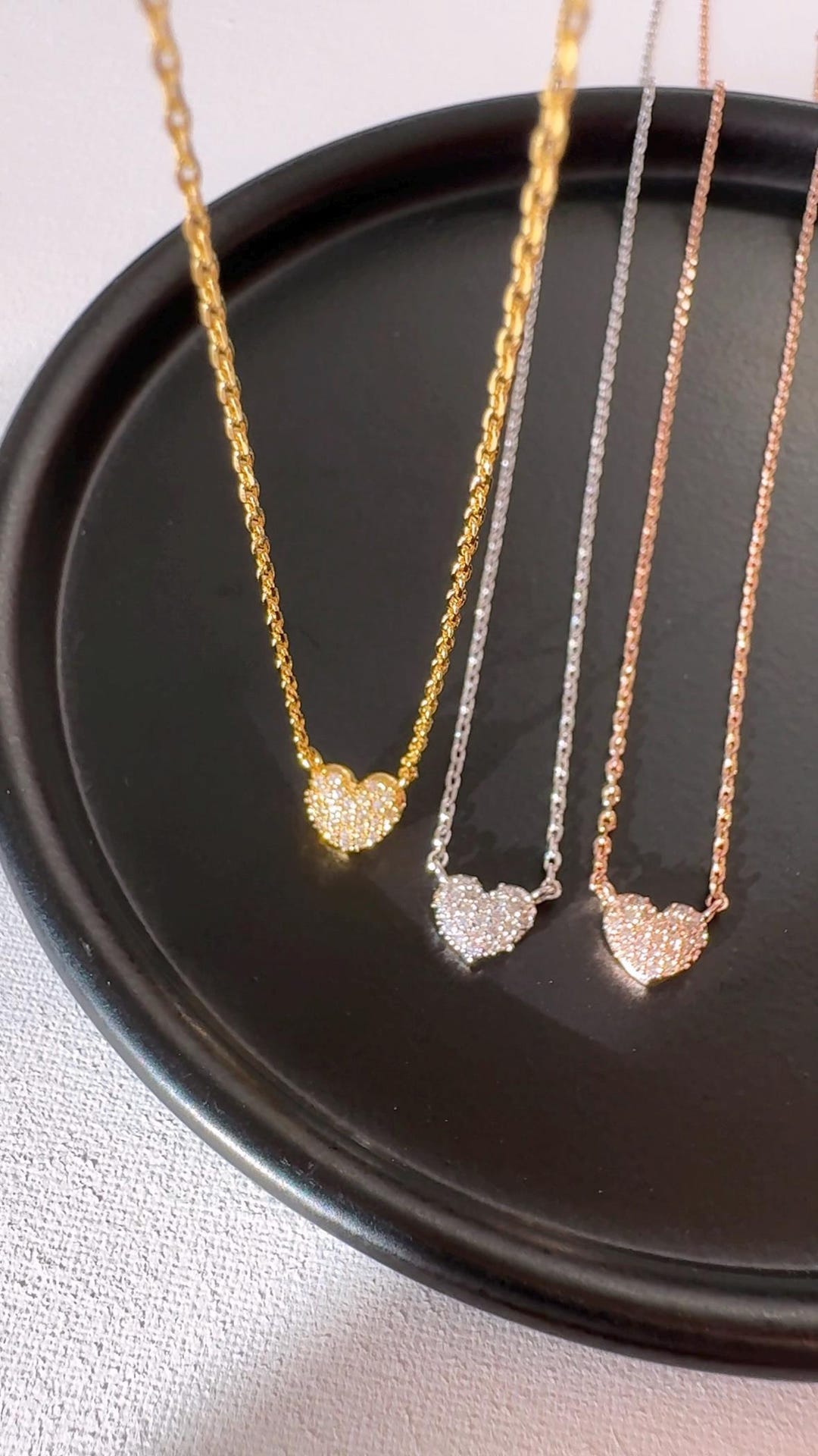 Mini Heart Cubic Zirconia Pendant Necklace: 18K Gold Dipped - Etsy