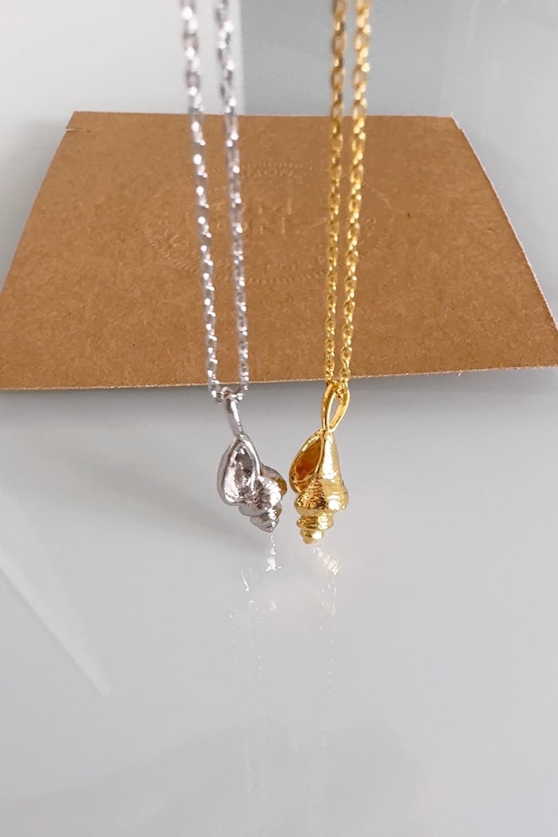 Dainty Conch Shell Necklace: Delicate Charm Pendant Beach Lover Jewelry ...