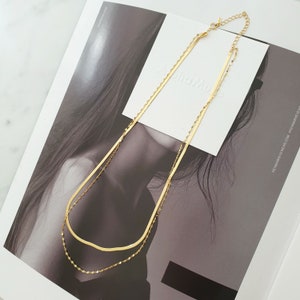 Solid 925 Sterling Silver Layered Necklace Set: Snake Chain & Thin ...