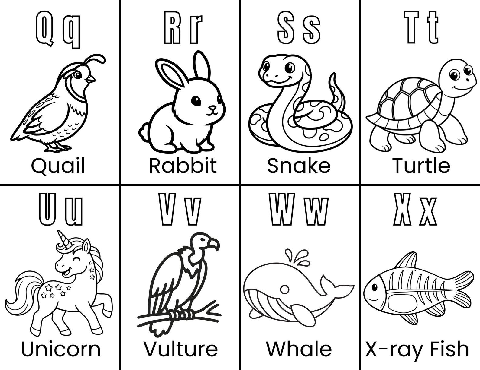 Kid's Animal Alphabet Coloring Flash Cards - Etsy