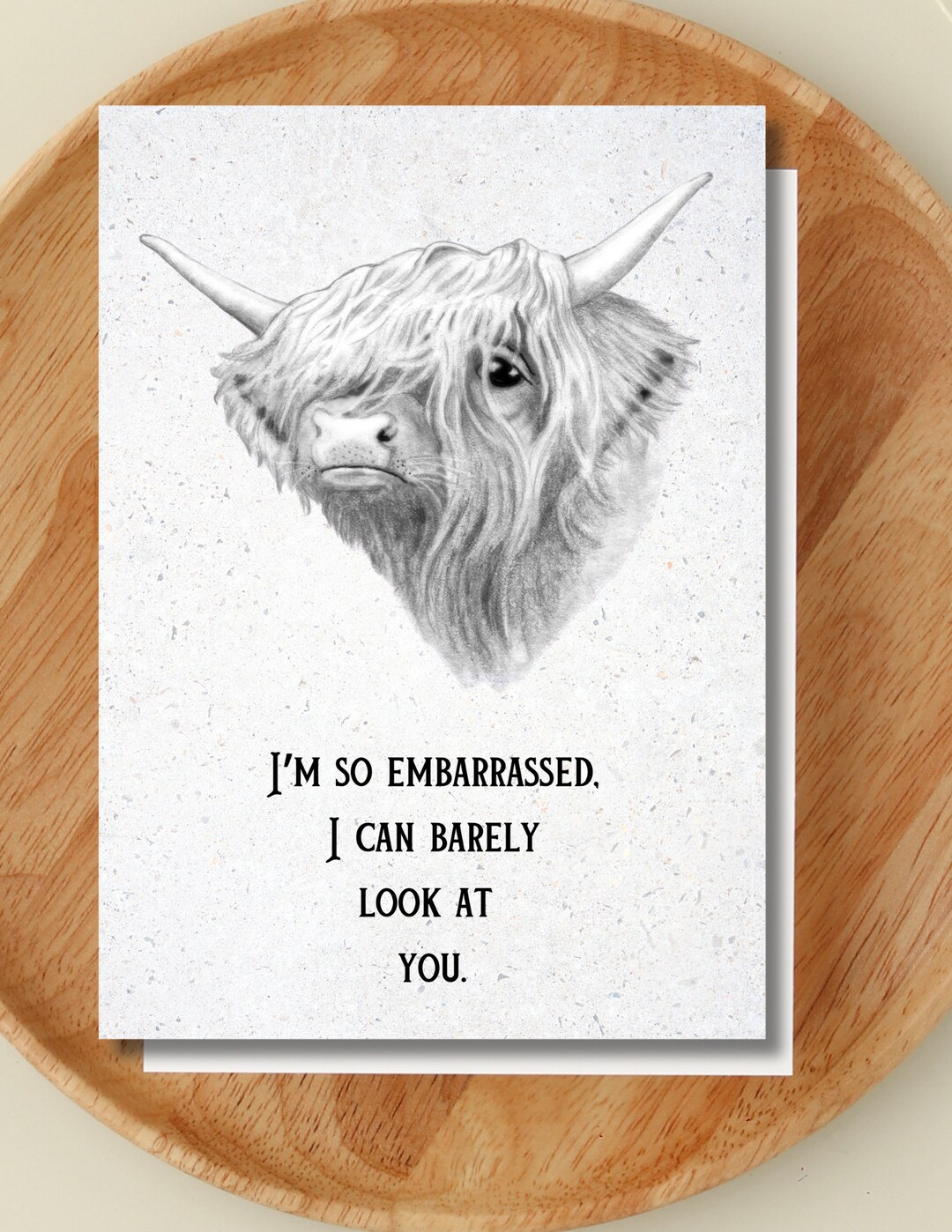 APOLOGY Card, Printable, Humor With Cute Highland Cow, so Embarrassed ...
