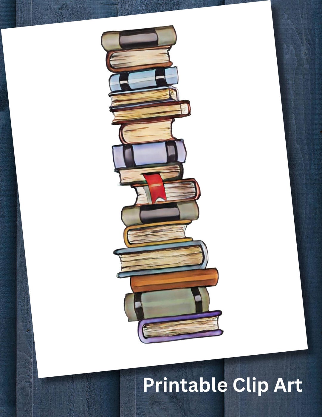 Super Tall BOOKSTACK Clipart, Digital Freehand Drawing, Commercial Use ...