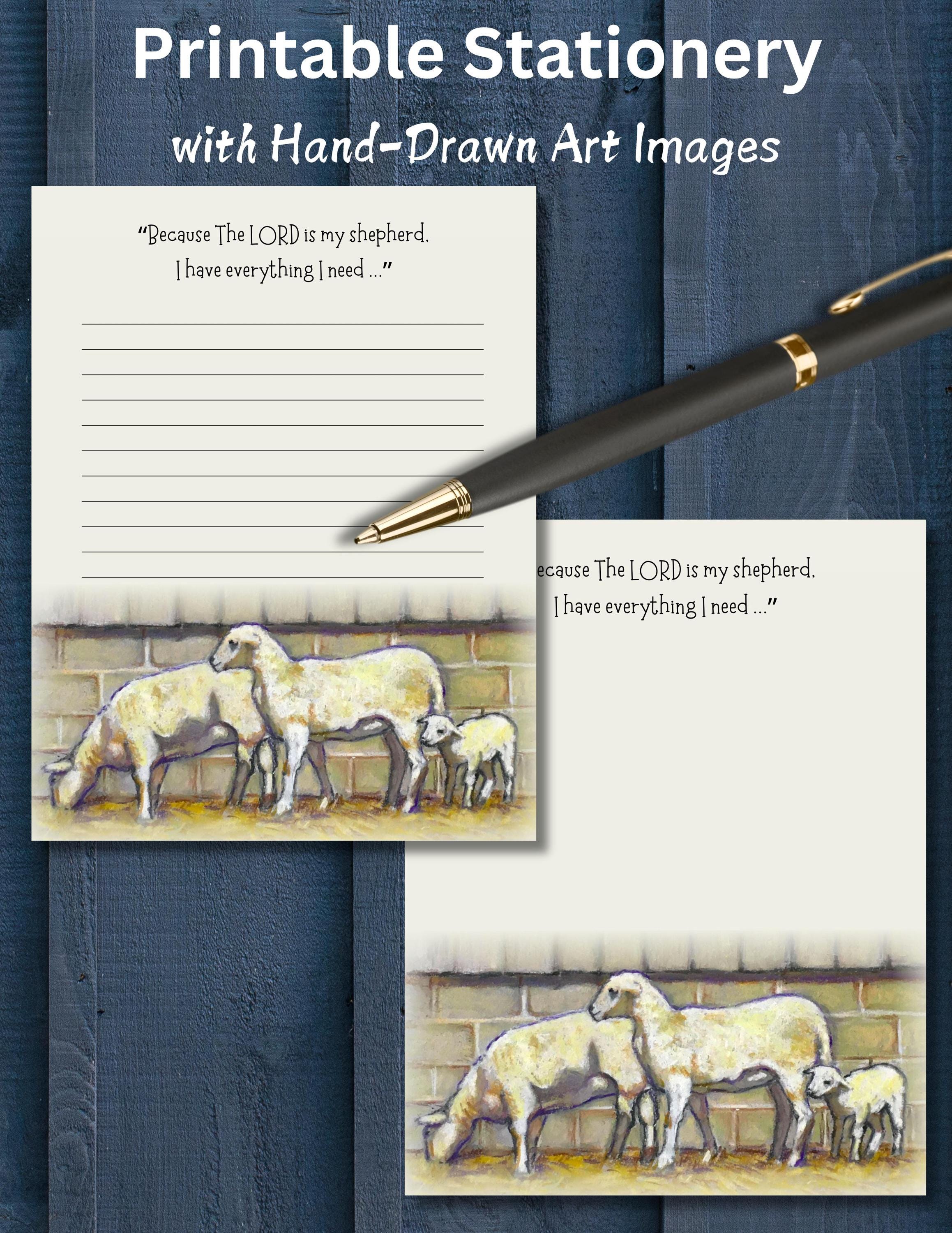Stationery Printable, Religious, Sheep, Lord My Shepherd, Lined ...