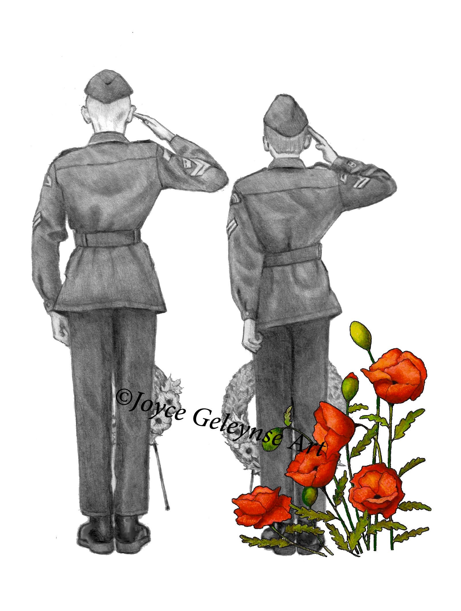 Remembrance Day Soldiers Drawing