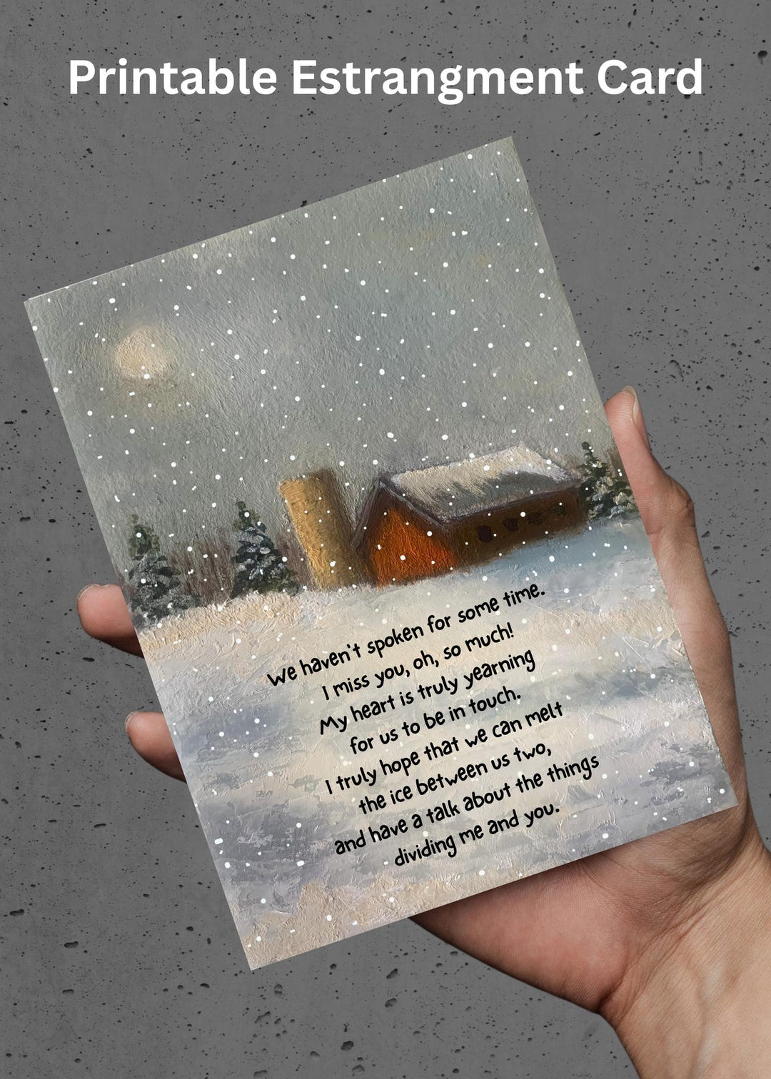 Winter Scene Printable Estrangement Card, Poem: Art,reconciliation ...