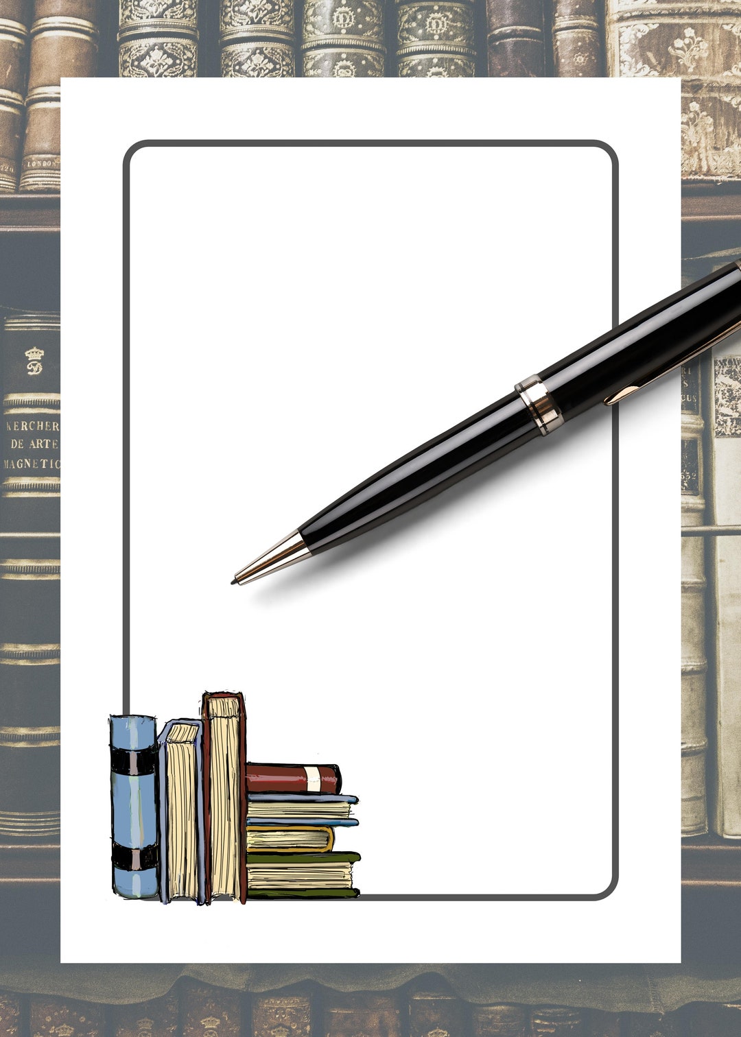 Author Signature BOOKPLATES Pack of 20 BOOK STACK Pencil Art 3.5" X 5 ...