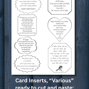 Printable Card Insert Verses: ORIGINAL Rhyming Poems for Handmade Cards ...