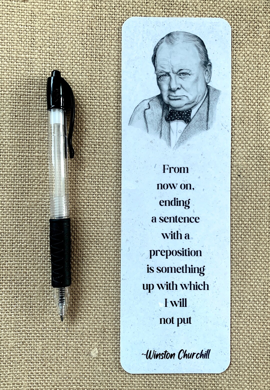 BOOKMARK Humorous Quote Churchill With Pencil Portrait of Winston ...