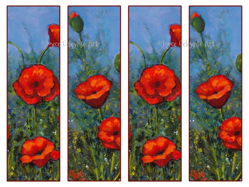 Bookmarks Printable Red Poppies Poppy Bookmark - Etsy