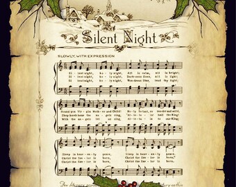 Printable Christmas Card Poster Silent Night Music | Etsy