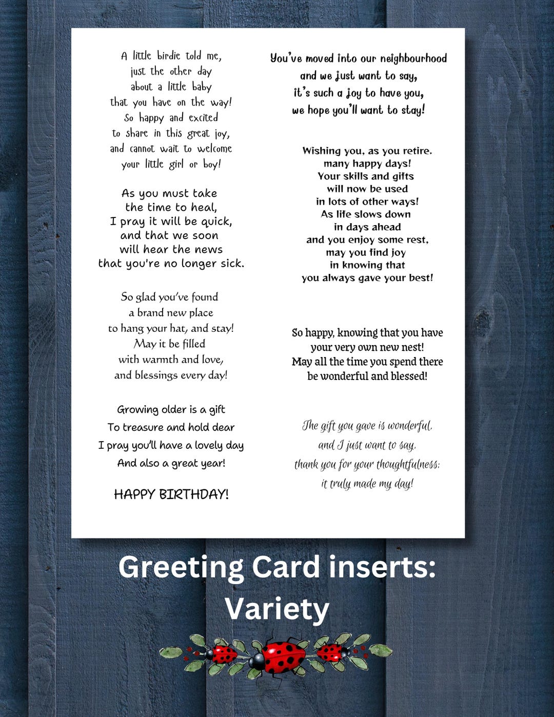 Printable Card Verses: Poems, Sentiments for Card Making (JPG File) - Etsy