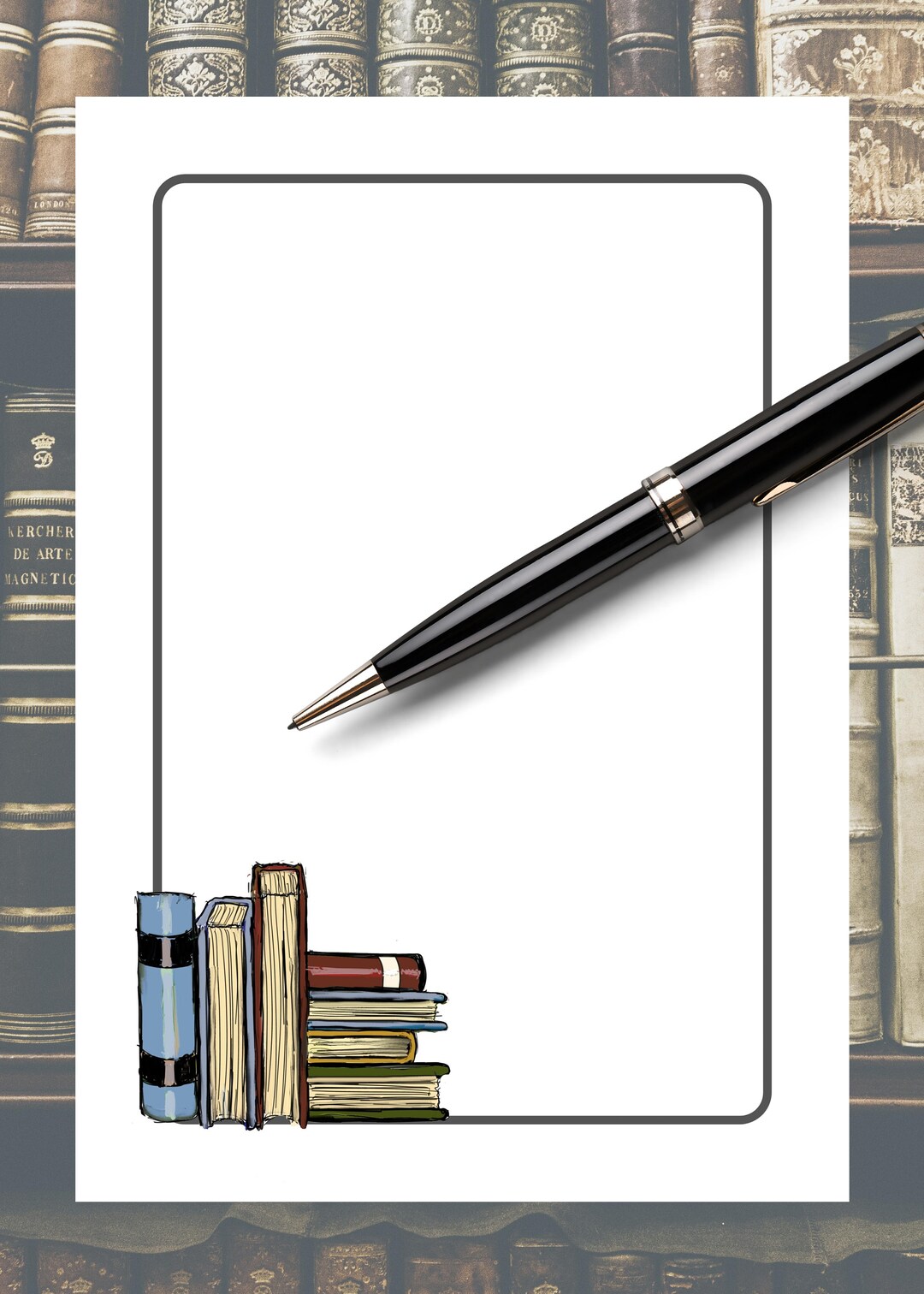 Author Signature Blank BOOKPLATES Pack of 20 Colorful BOOK STACK Art 3. ...