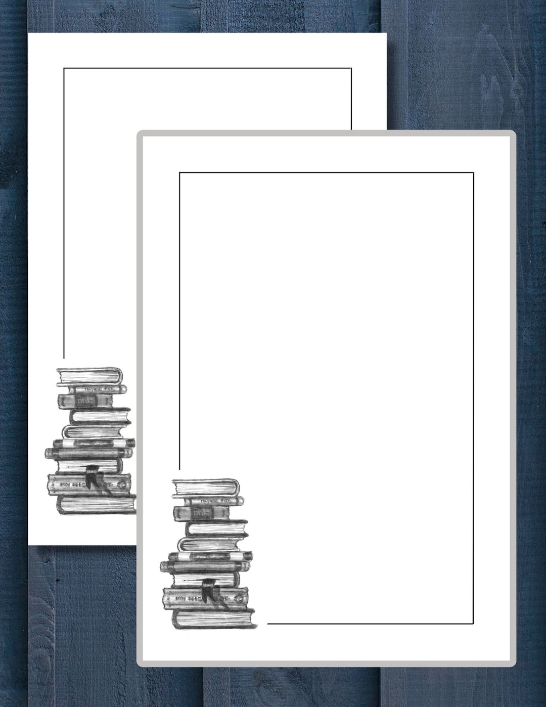 Printable Author Bookplates: Stack of Books Pencil Drawing (digital ...
