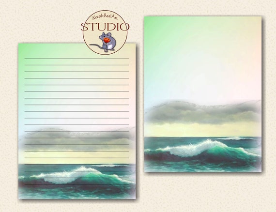 Printable Stationery Ocean Wave FROM ORIGINAL Hand Painted | Etsy